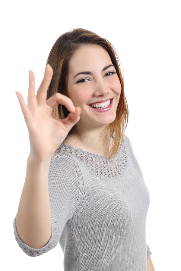 Mujer Feliz Que Gesticula Muy Bien Imagen de archivo - Imagen de feliz ...