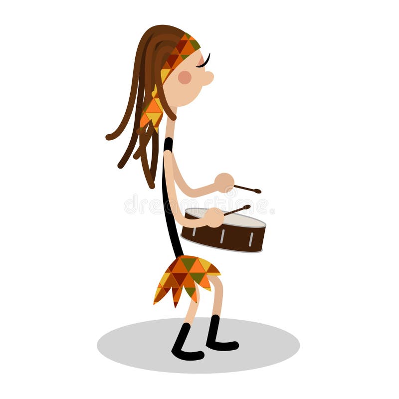 Mujer Fuerte Y Poderosa Tocando Tambores Stock de ilustración ...