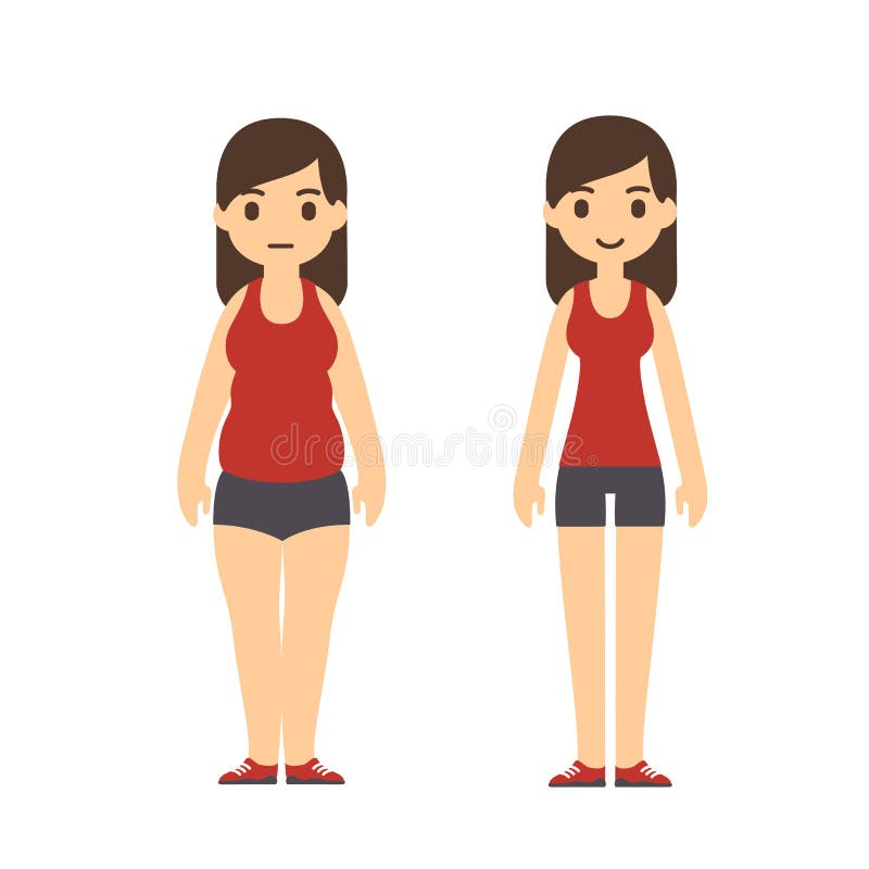 Mujer gorda y delgada ilustración del vector. Ilustración de fino ...
