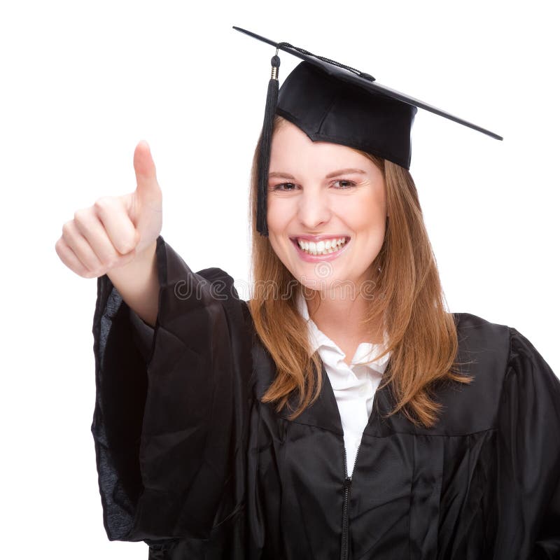 Mujer graduada foto de archivo. Imagen de fondo, negro - 13070650