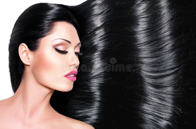 Mujer Hermosa Con El Pelo Negro Largo Imagen de archivo - Imagen de ...
