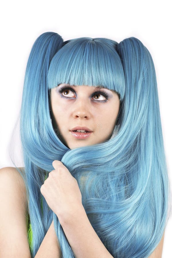 Mujer Hermosa Joven Con El Pelo Azul Imagen de archivo - Imagen de azul ...