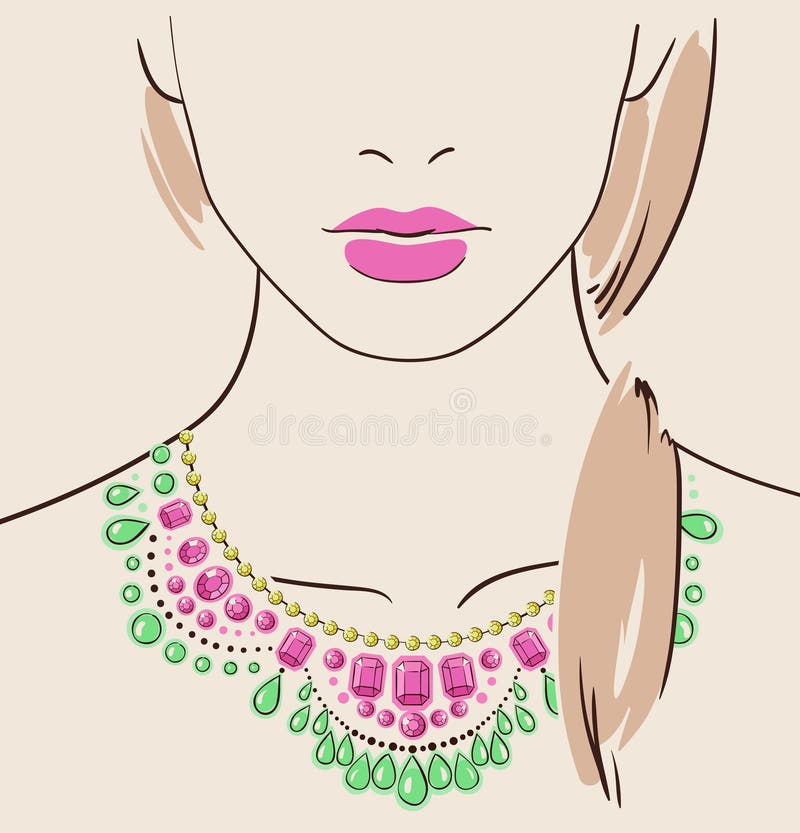 Mujer Hermosa Que Lleva Un Collar Ilustración del Vector - Ilustración ...