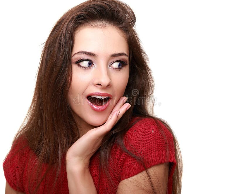Mujer Hermosa Sorprendida Que Parece Aislada Imagen de archivo - Imagen ...