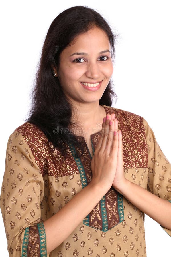 Mujer Joven Con El Gesto De Namaste Foto de archivo - Imagen de belleza ...