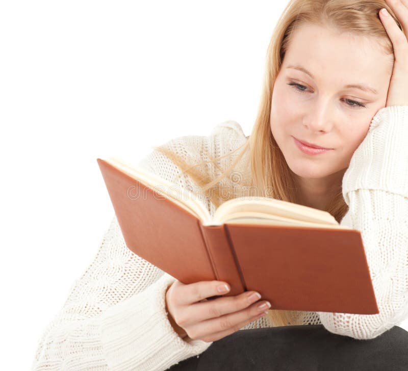 Mujer Joven Con El Libro Marrón Foto de archivo - Imagen de hembra ...