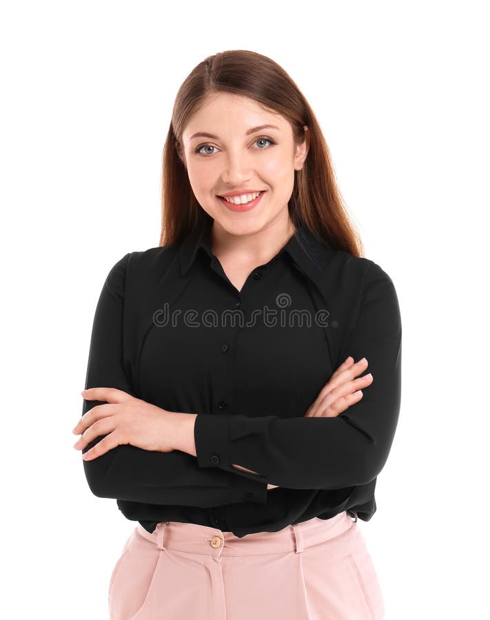 Mujer En Ropa Formal En El Fondo Blanco Foto de archivo - Imagen de ...