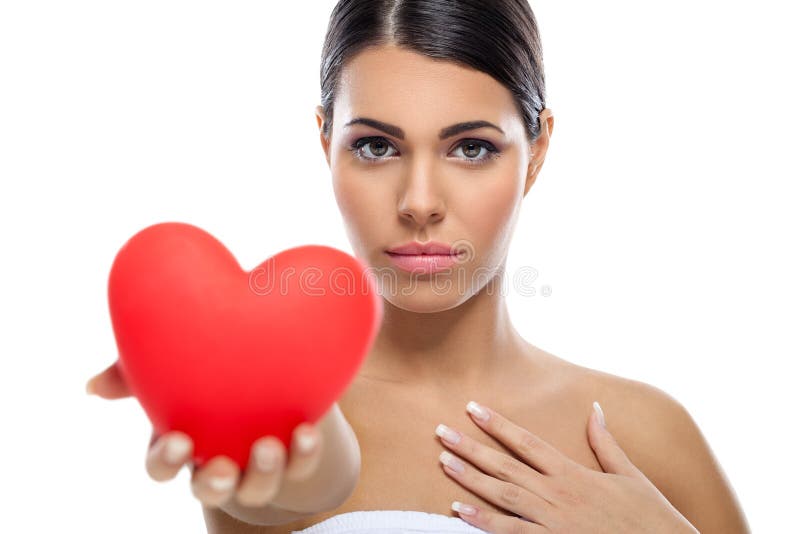 Mujer Joven Que Da El Corazón Imagen de archivo - Imagen de feminidad ...