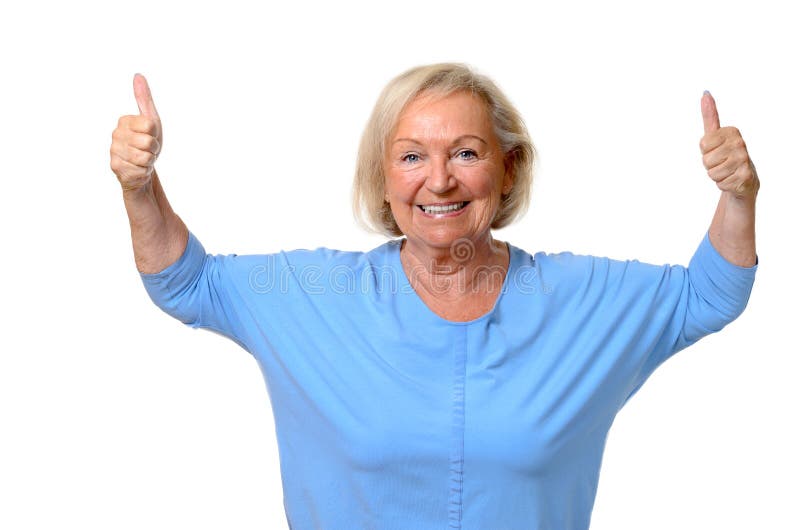 Donante Atractivo Motivado Entusiasta De La Mujer Joven Pulgares Para ...