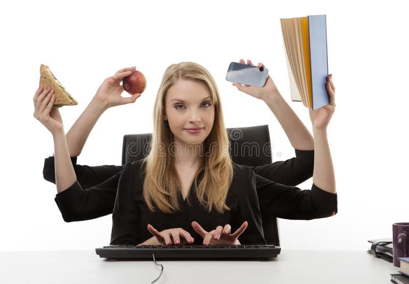 Mujer Ocupada En Su Escritorio Imagen de archivo - Imagen de ejecutivo ...