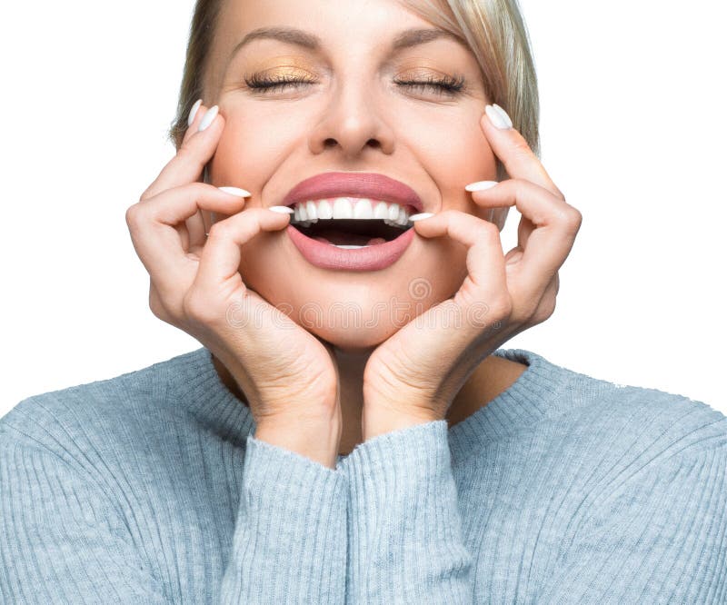 Mujer Risible Con Una Sonrisa Perfecta Sobre Fondo Blanco Imagen de ...