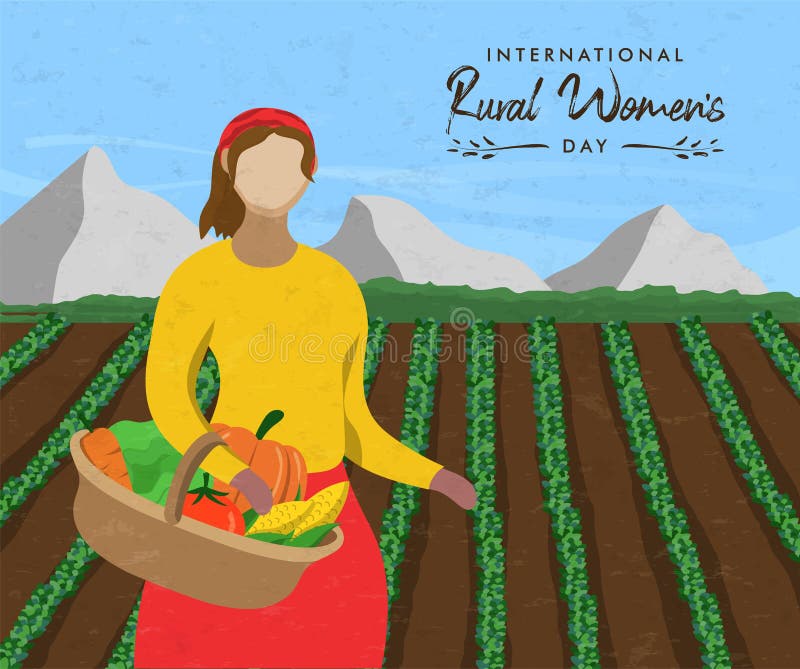 Mujer Rural Con Verduras De Granja Ilustración del Vector - Ilustración ...