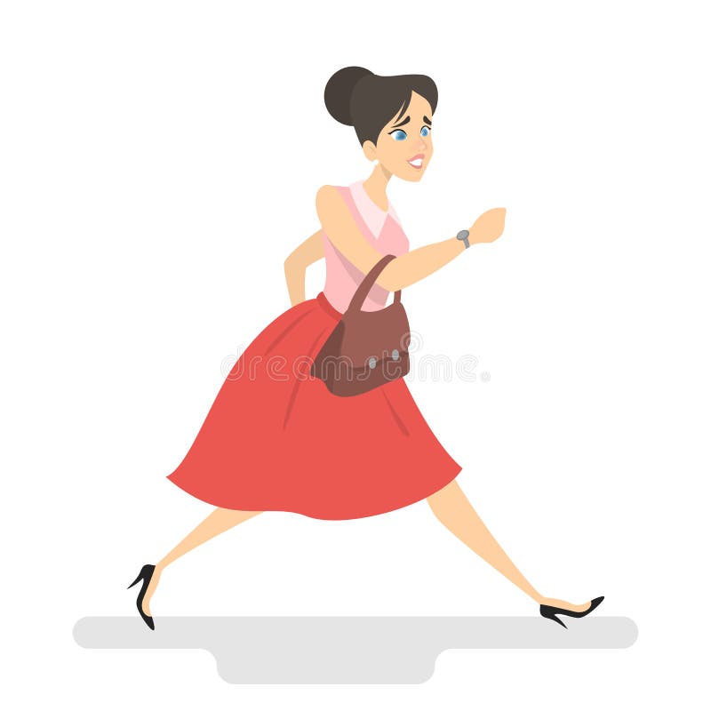 Prisa Joven De La Mujer De Negocios En Trabajo Ilustración del Vector ...