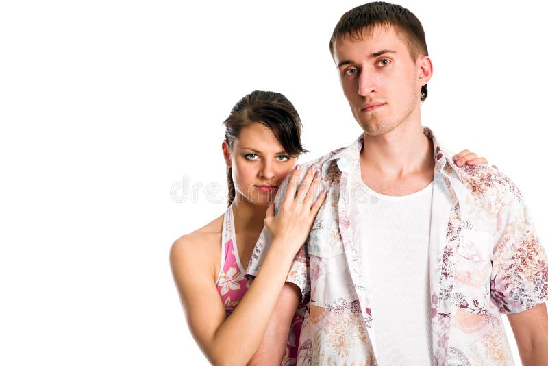 Mujer Y Hombre Abrazados En Blanco Imagen de archivo - Imagen de novia ...