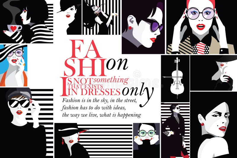 Mujeres De La Moda En Arte Pop Del Estilo Ilustración del Vector ...
