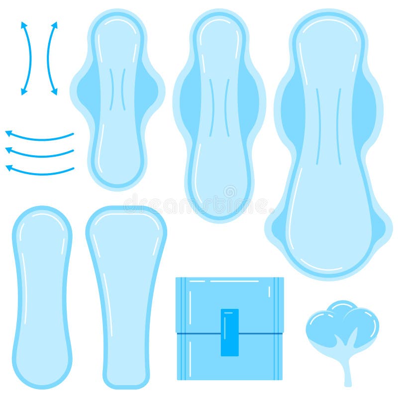 Sistema Plano Del Vector Del Icono Productos De Higiene De La Mujer