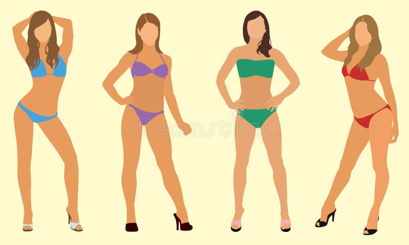 Mujeres En Bikinis Ilustración Del Vector Ilustración De Grupo 30703601