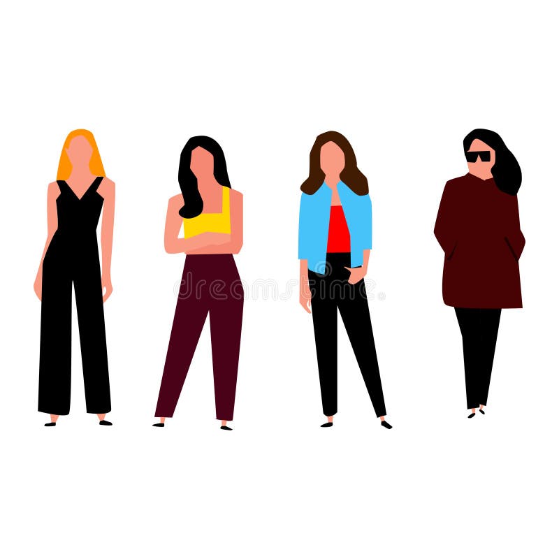 Fije De Mujeres Jovenes Hermosas En Ropa De La Moda Vector Ilustración ...