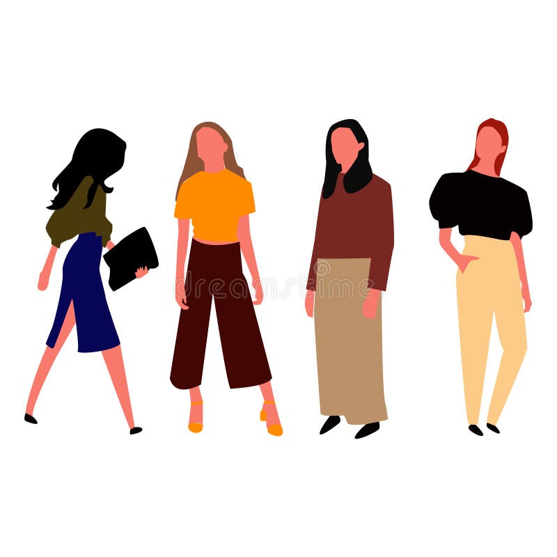 Mujeres Jovenes Hermosas En Ropa De La Moda Vector Ilustración del ...