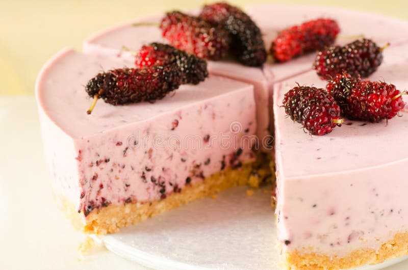 Mulberry cheesecake stock photo. Image of slice, berry - 53206334