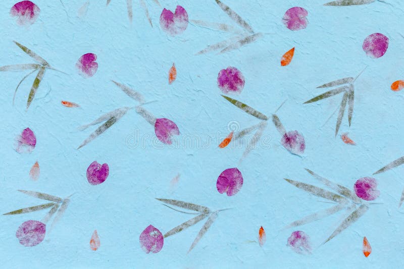Textured of Mulberry Paper with Dry Flower and Dry Leaf Stock Photo ...