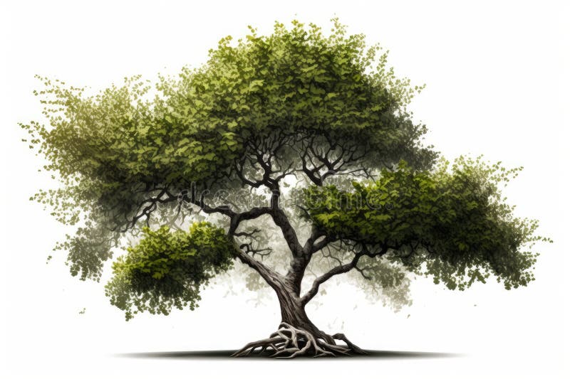 Mulberry Tree on a White Background. Generative AI Stock Illustration ...