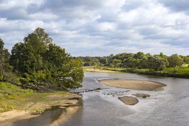 Mulde-Fluss im Sommer stockfoto. Bild von nave, gras - 62505742