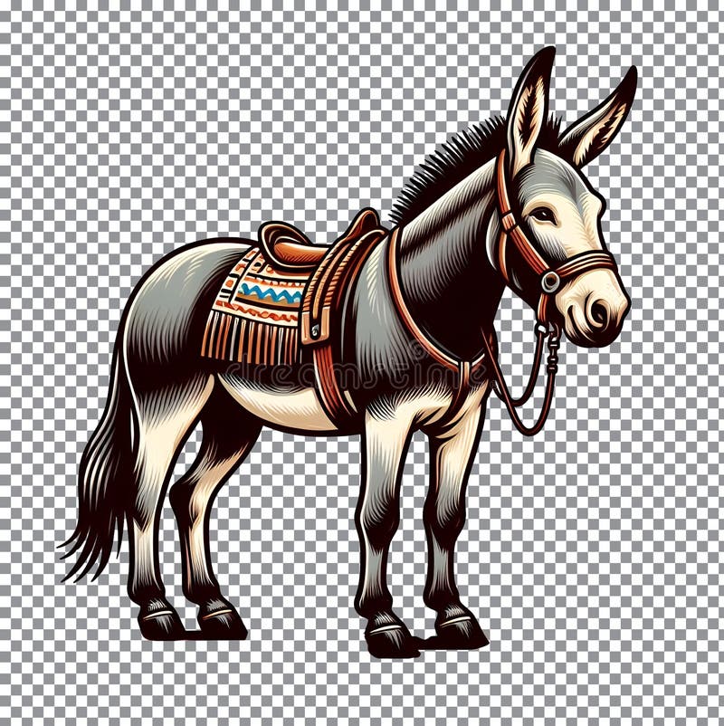 Mule image with Saddle png stock illustration. Illustration of features ...