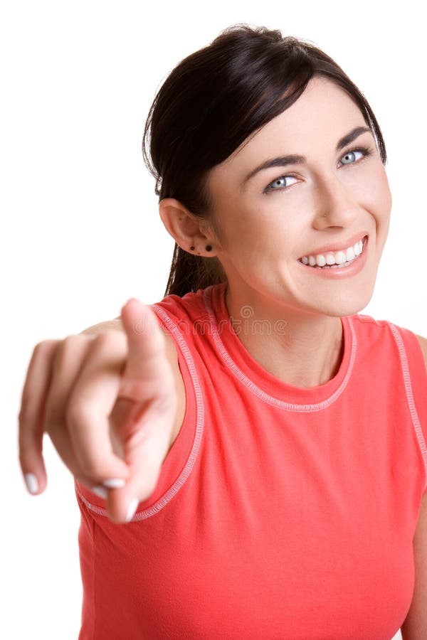 Mulher apontando feliz imagem de stock. Imagem de mulher - 2125719