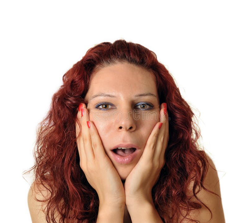 Mulher Assustado Ou Surpreendida Foto de Stock - Imagem de bonito ...
