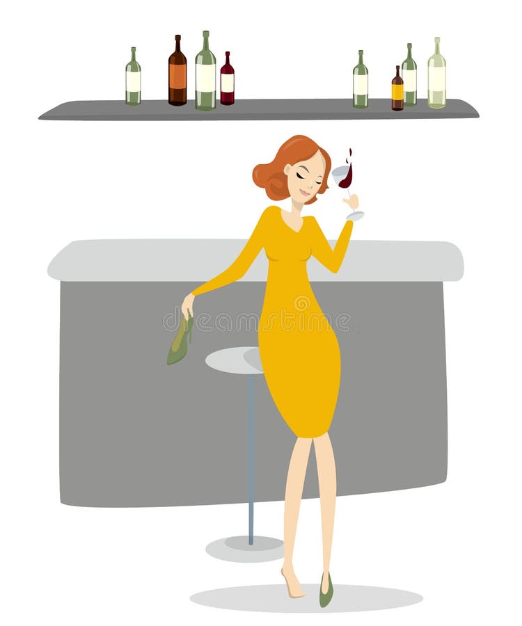Mulher Com Projeto Do ícone Do Vinho Ilustração Stock - Ilustração de ...