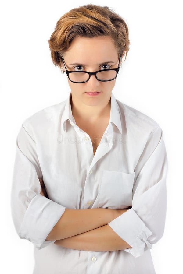 Mulher Com Olhar Irritado Olhar Fixo Irritado Foto de Stock - Imagem de ...