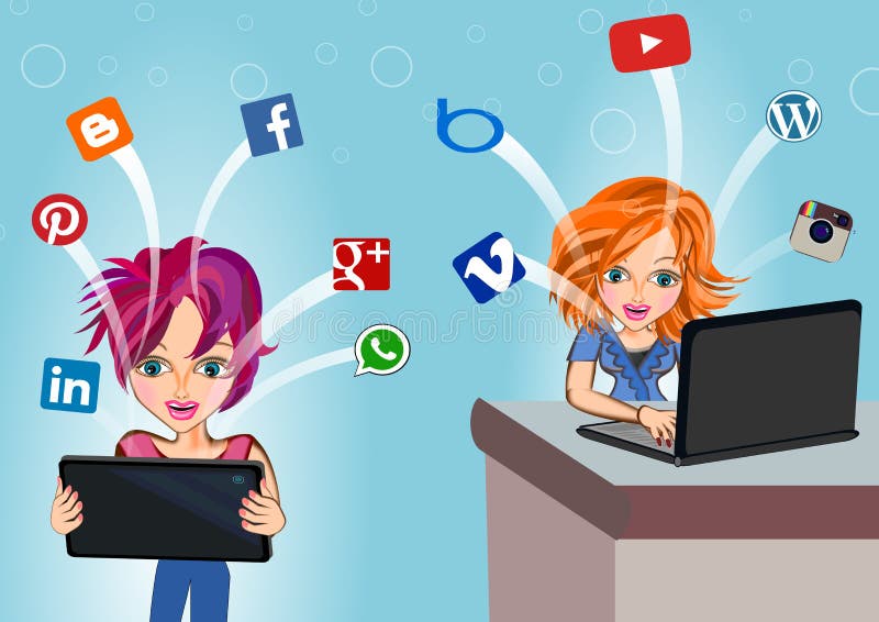 Mulher Conectada Ao Conceito Social Dos Meios Foto de Stock Editorial ...