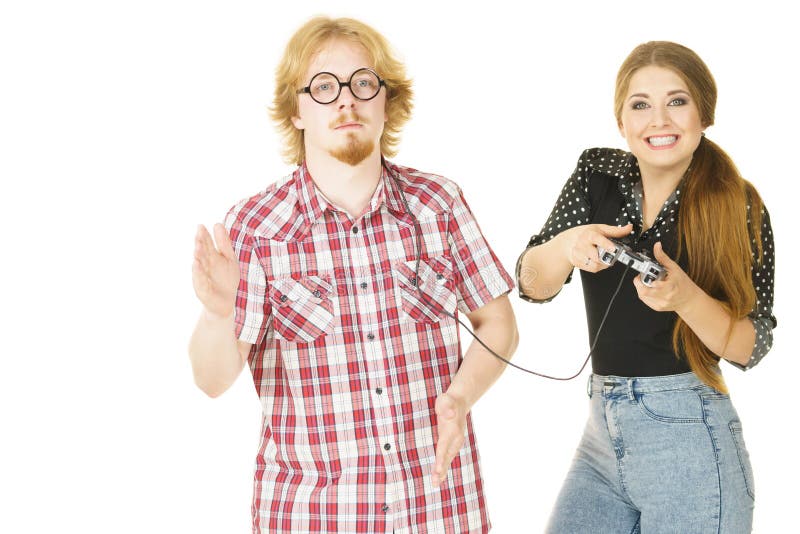 Mulher Controlando O Homem Usando O Teclado De Jogos Imagem de Stock ... Mulher Controlando O Homem Usando O Teclado De Jogos Imagem de Stock ...