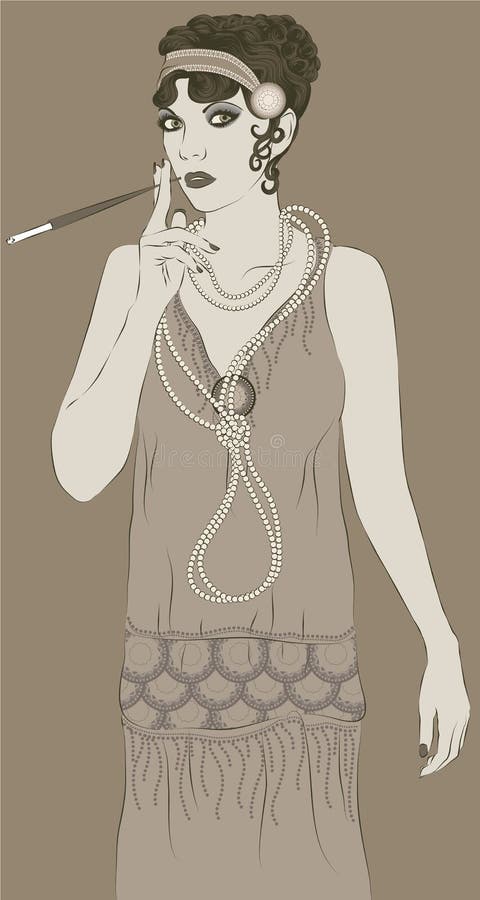 Mulher Do Flapper Dos Anos 20 Do Estilo Do Vintage Ilustração do Vetor ...