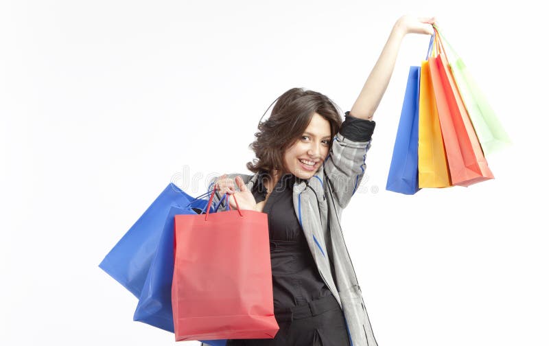 Mulher feliz da compra imagem de stock. Imagem de comprar - 25145407