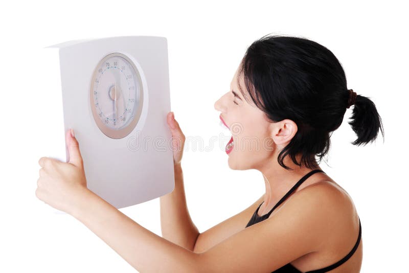 Mulher Frustrante Com Escala Imagem de Stock - Imagem de choque ...