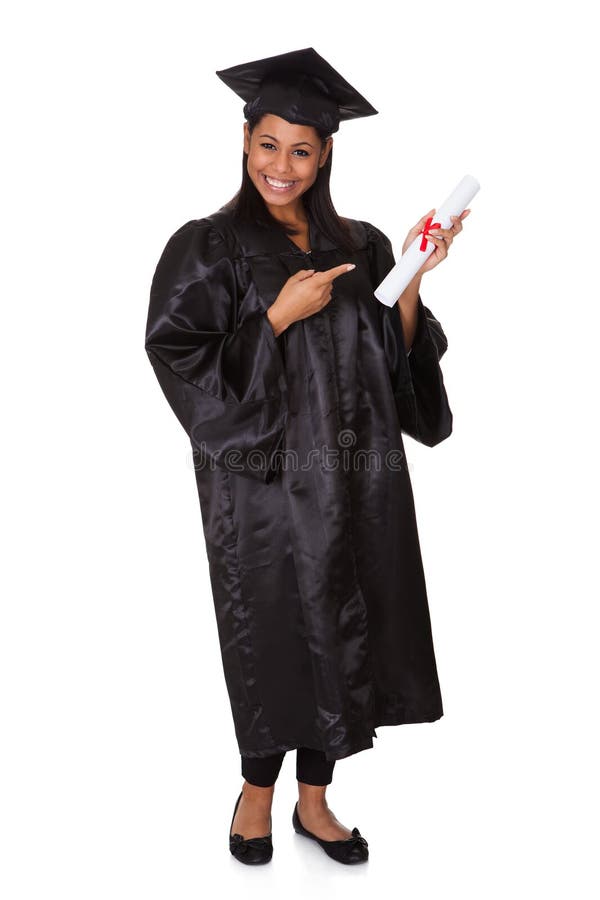 Mulher Graduada Que Guardara O Certificado Imagem de Stock - Imagem de ...