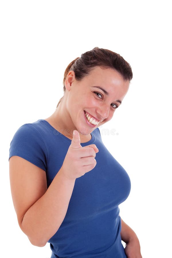 Mulher Nova Bonita, Apontando Foto de Stock - Imagem de ambicioso ...