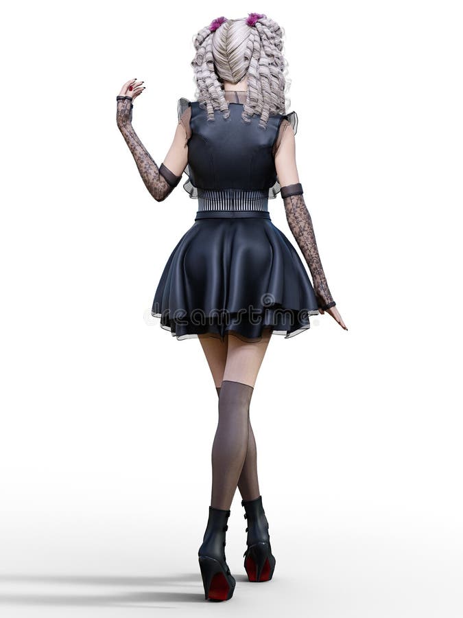 Mulher nova bonita do goth ilustração stock. Ilustração de vermelho ...