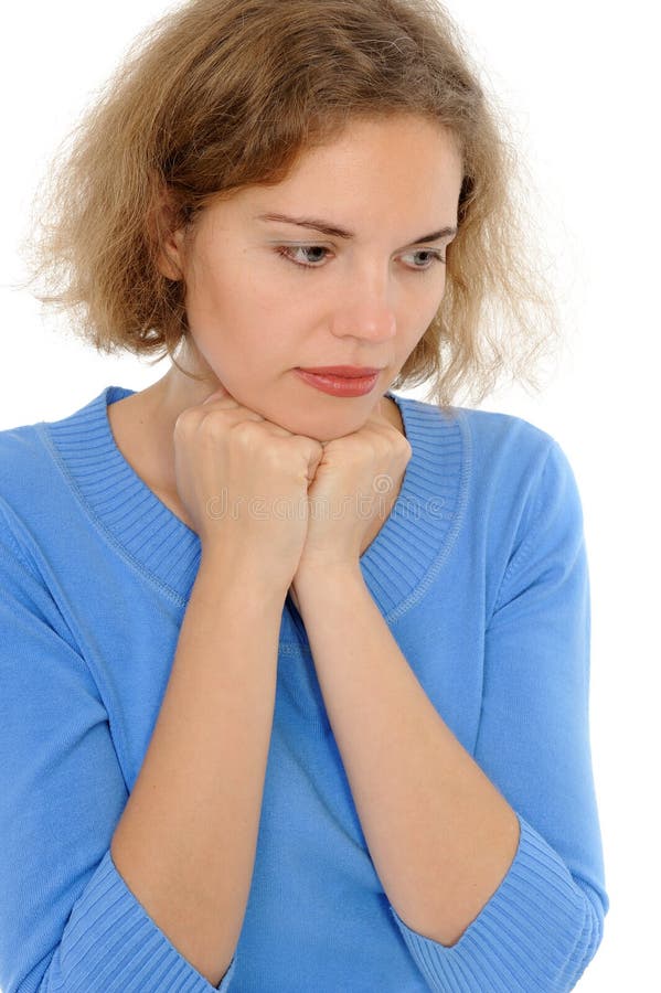 Mulher nova refletindo foto de stock. Imagem de curiosidade - 17827914