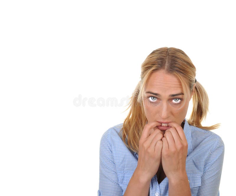 Mulher Para Fora Forçada Em Um Fundo Branco. Imagem de Stock - Imagem ...