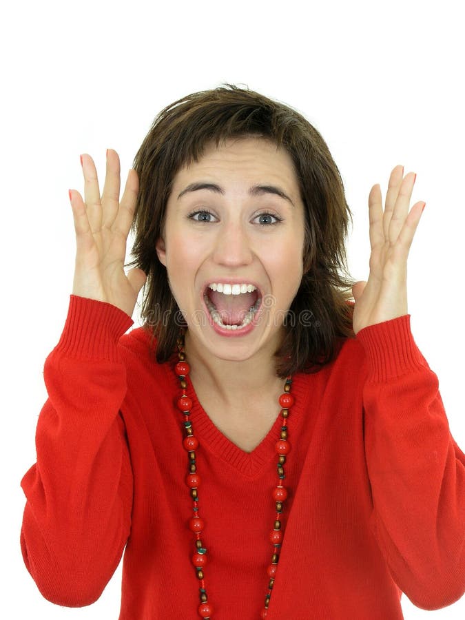 Mulher que grita foto de stock. Imagem de conceito, excitamento - 255606