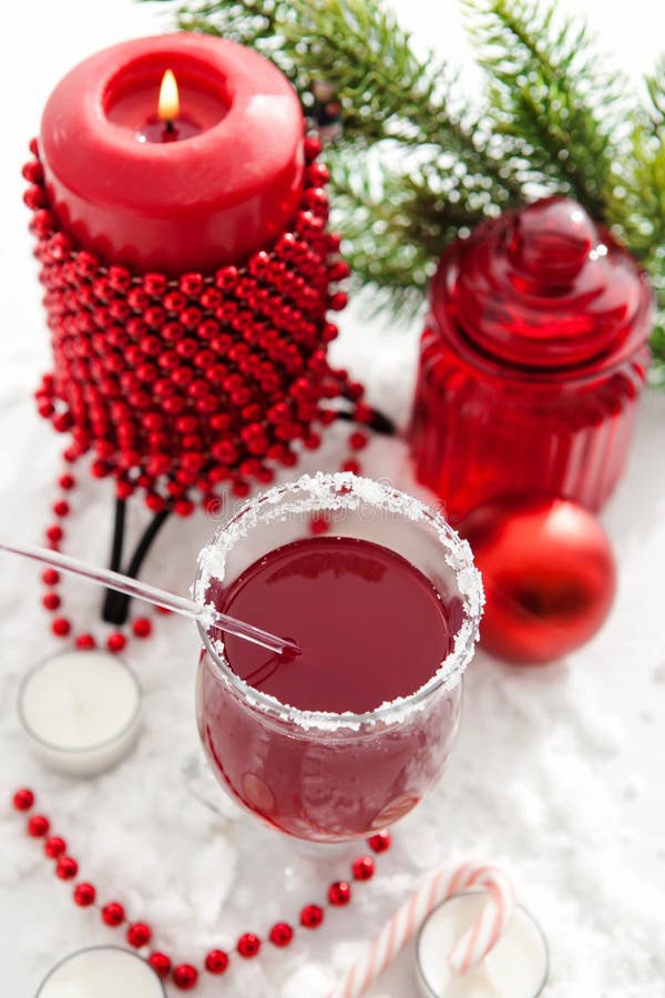 Mulled Wine and Candle with Christmas Decorations Around Stock Photo ...