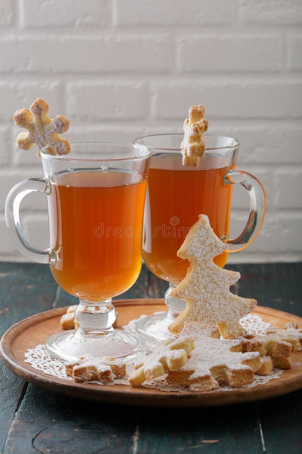 Mulled Wine in Glass and Gingerbread Cookies Stock Image - Image of ...