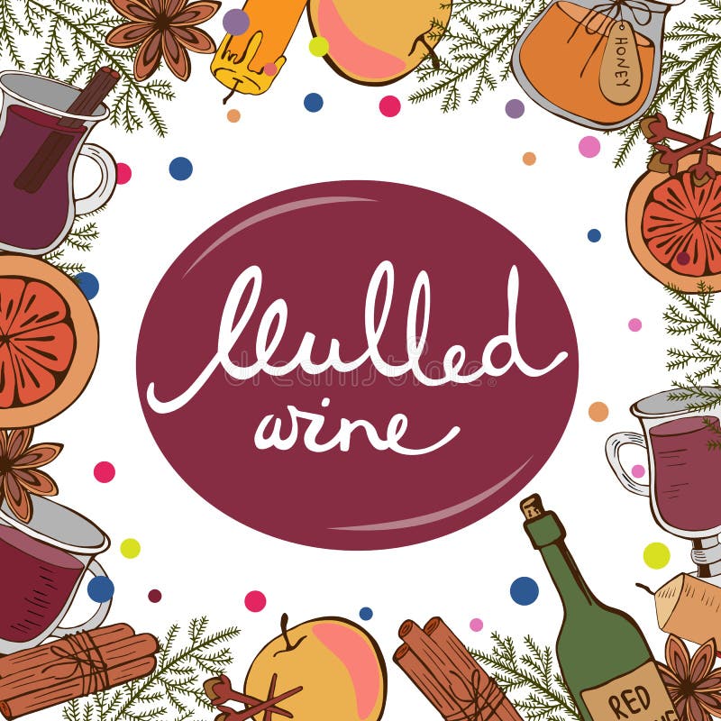 Mulled Wine Ingredients Vector Illustration Stock Vector - Illustration ...