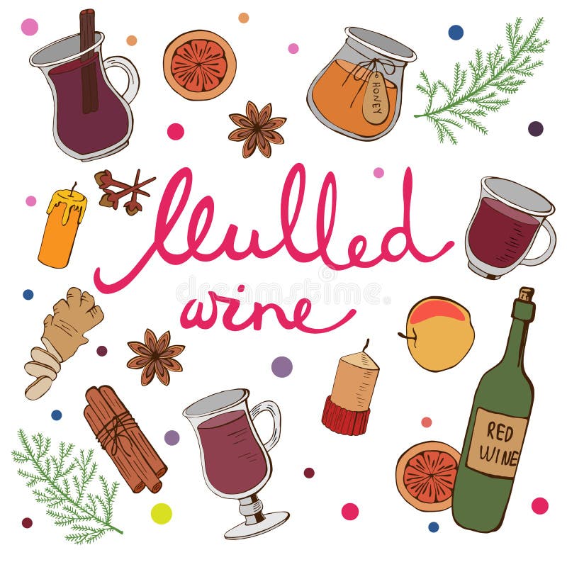 Mulled Wine Ingredients Vector Set Stock Vector - Illustration of ...