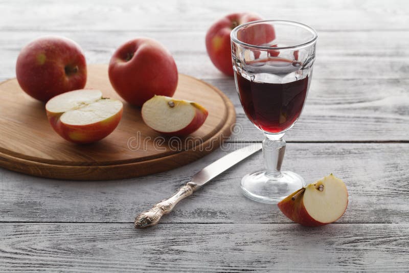 Mulled Wine and Red Apple on White Table Stock Image - Image of season ...