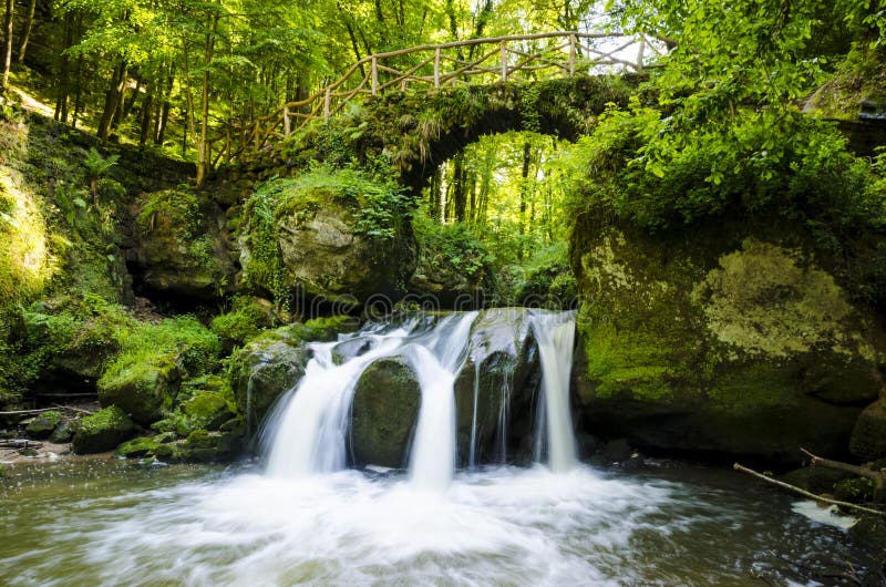 Mullerthal Trail Stone Bridge Stock Image - Image of cascade, europe ...