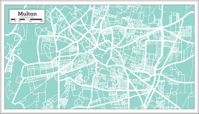 Multan Pakistan City Map in Retro Style. Outline Map Stock Vector ...